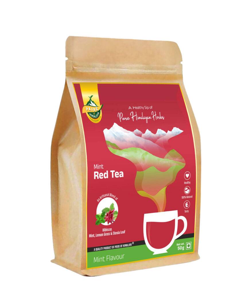 Mint Red Tea - 50g (Form Loose Leaves) | Pahadi Zaika